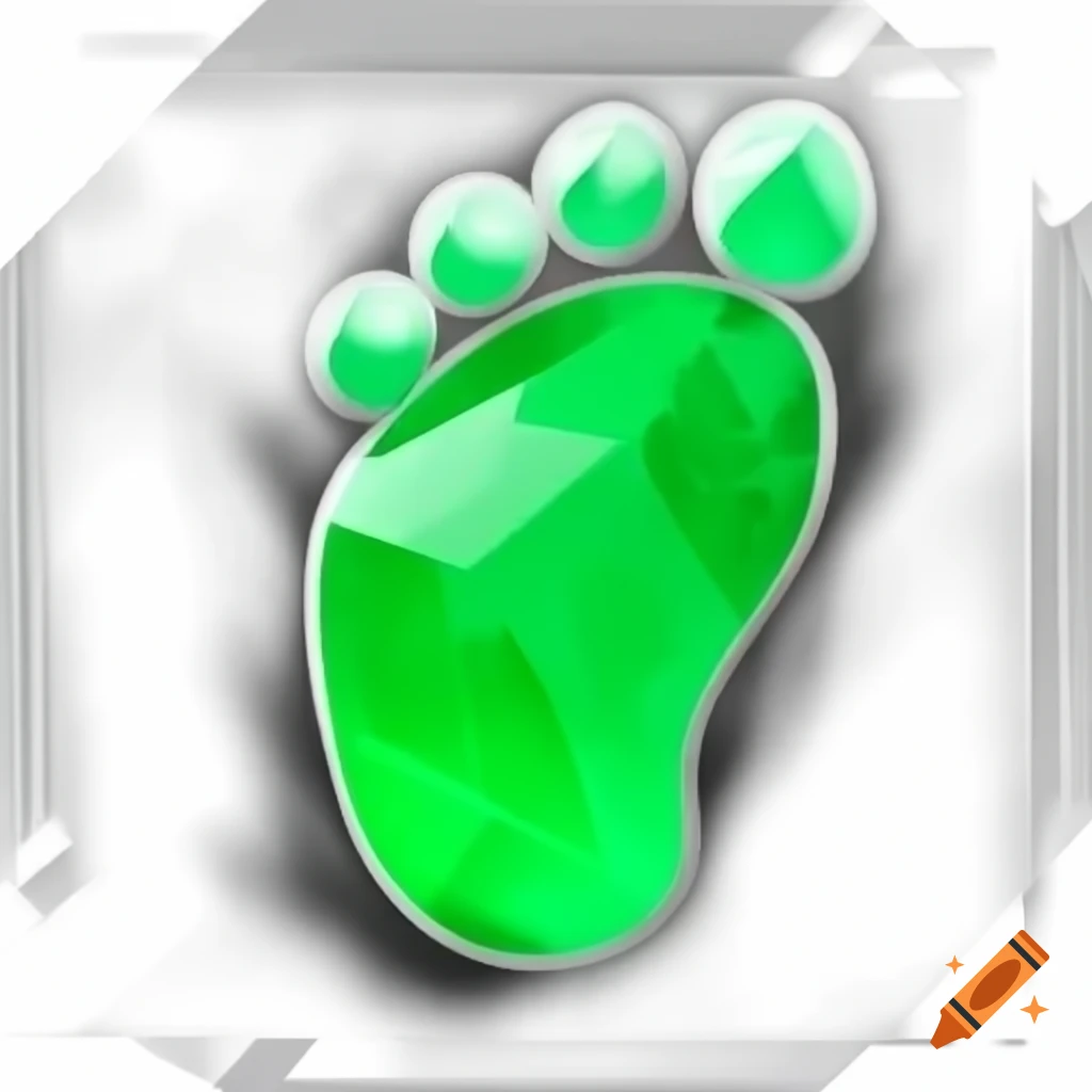 Emerald mana crystal footprint representing time's passage in RPG game ...