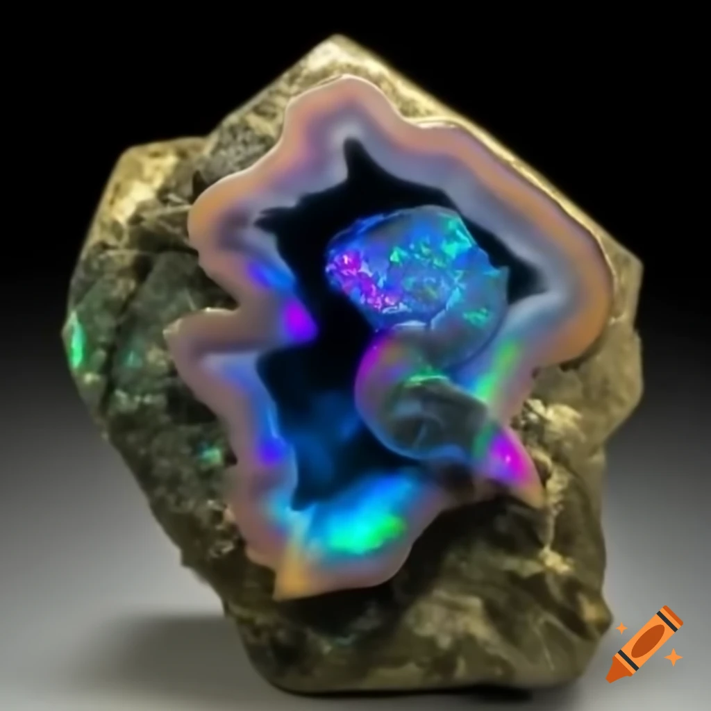 Iridescent agate and quartz with natural textures and colors on Craiyon