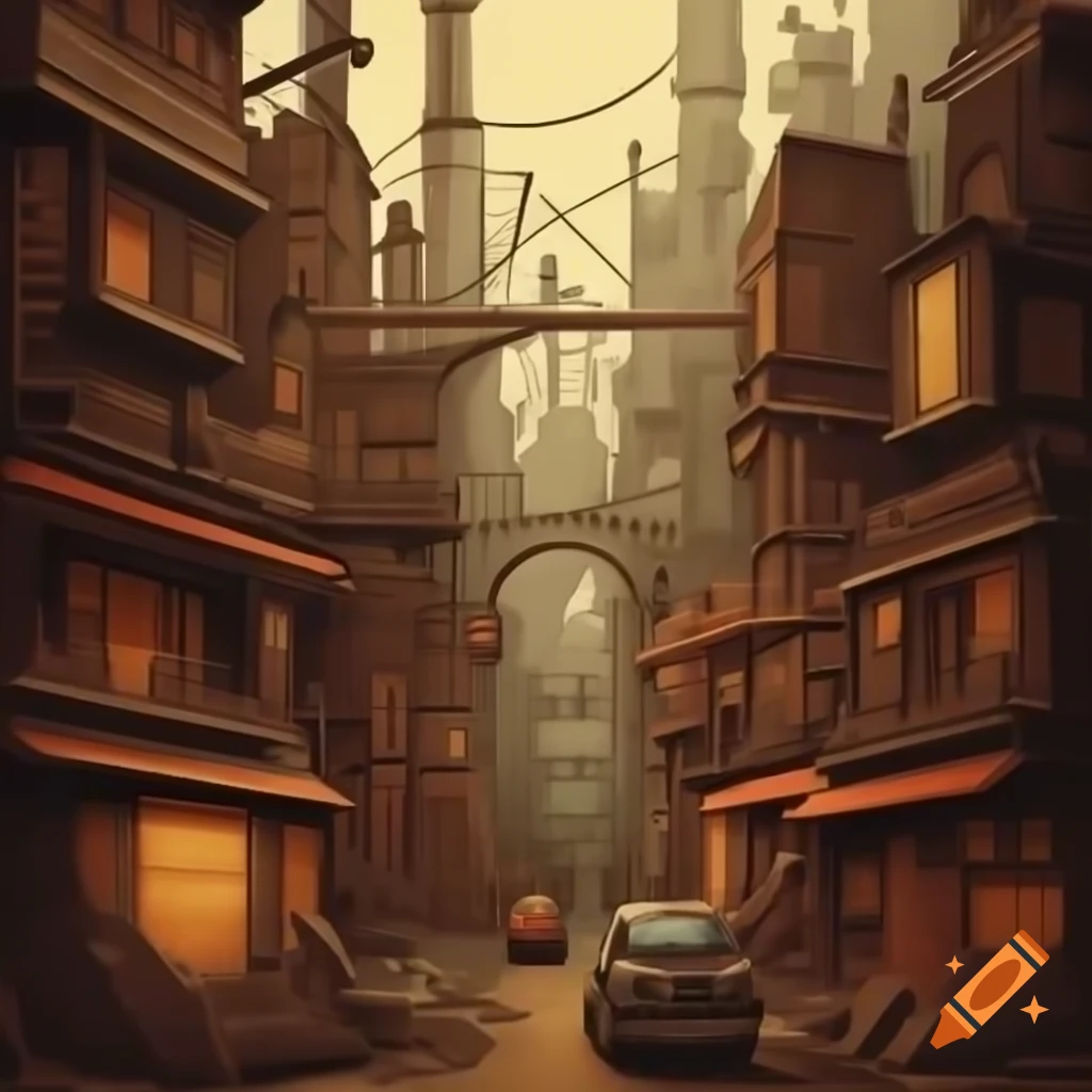 Retrofuturistic steam city with intricate details on Craiyon