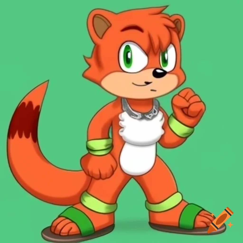 Anthro red male kemono furry meerkat in Sonic style wearing tank top ...
