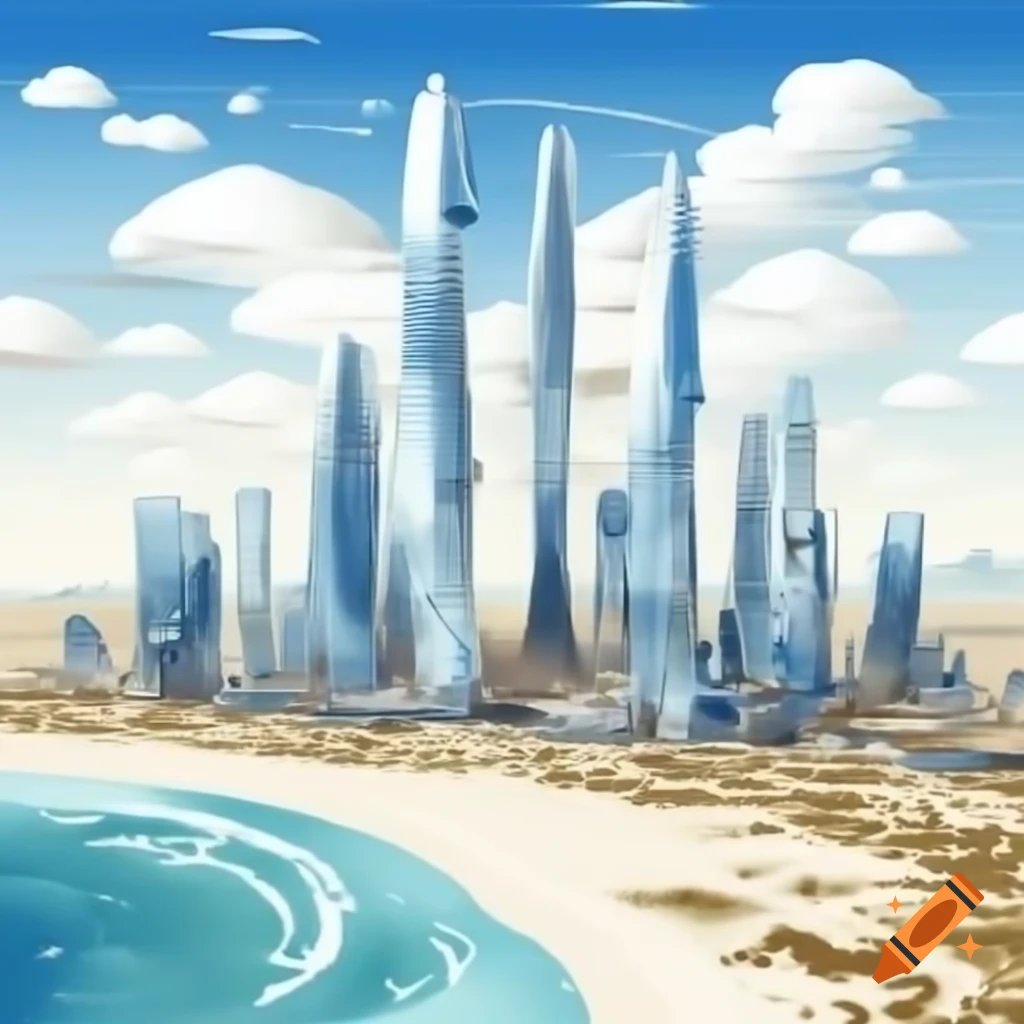 Futuristic metropolis of Neom with skyscrapers and innovative arches in ...
