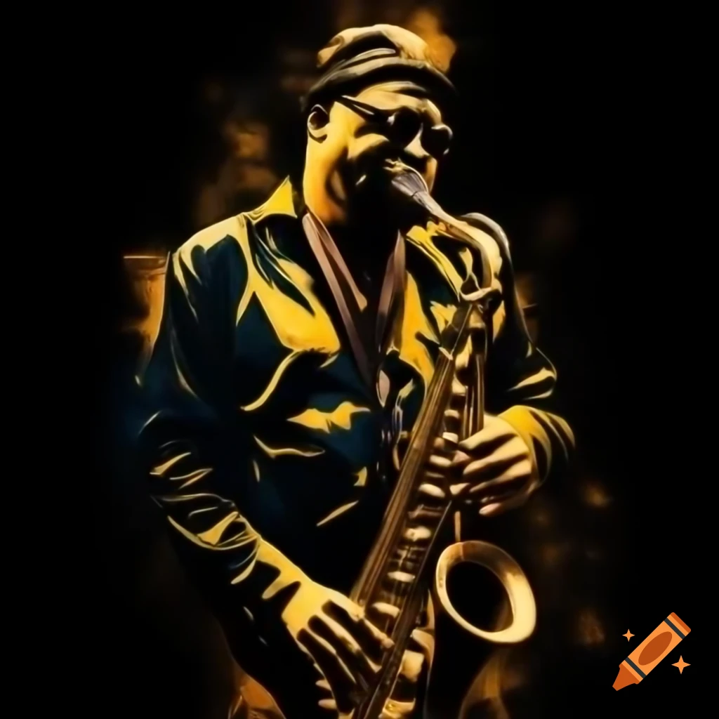 Abstract graffiti art featuring a jazz saxophone on Craiyon