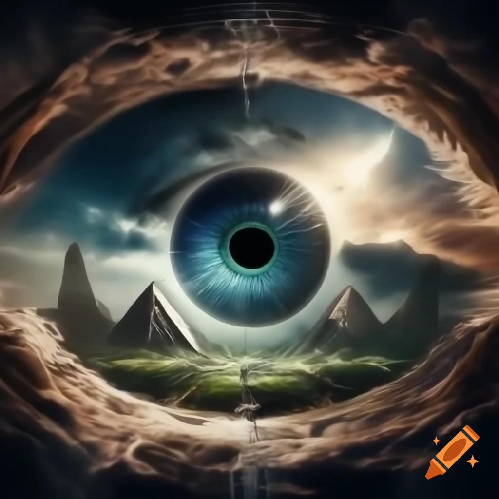 Bird's-eye view of circular opening on pyramid revealing mysterious ...