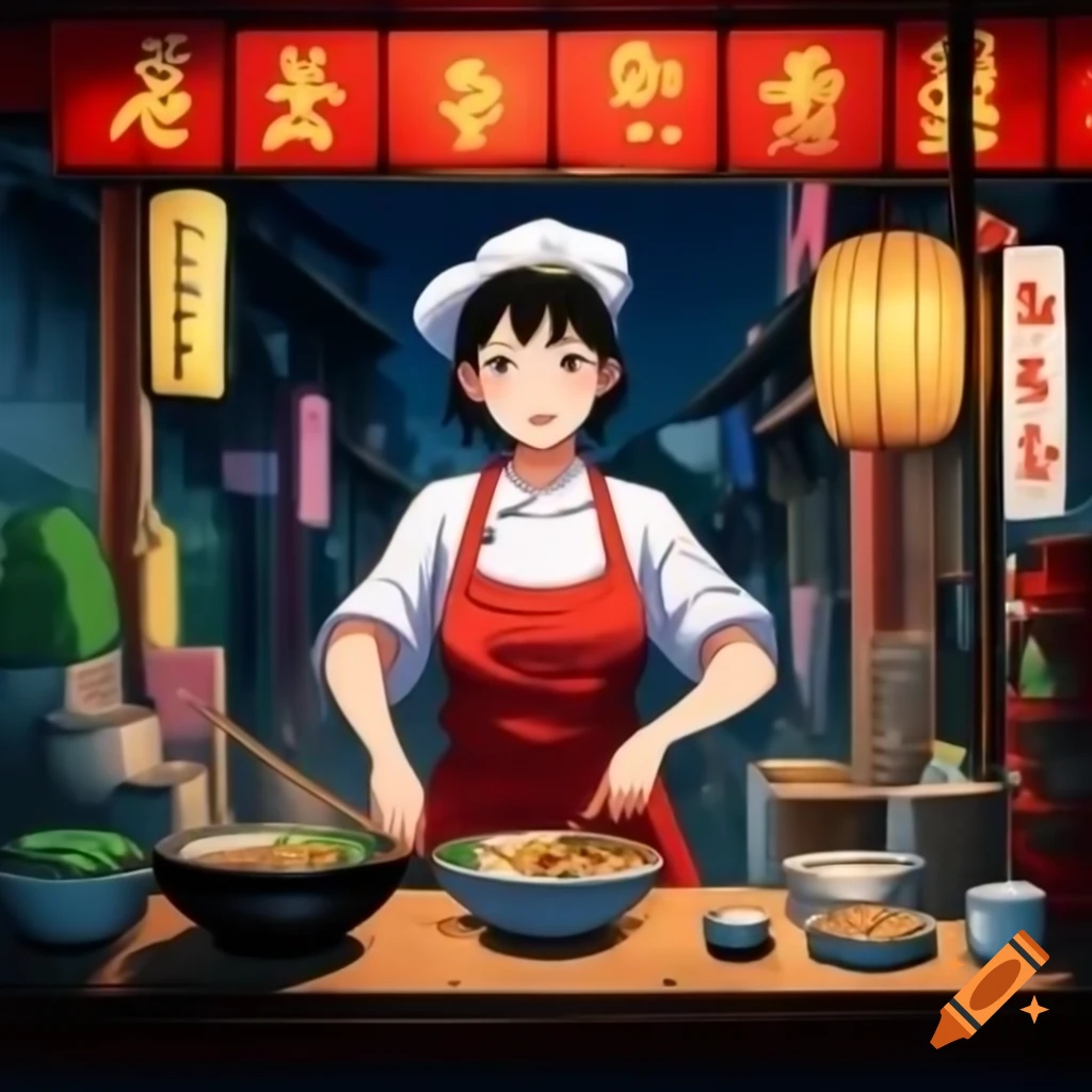 Female ramen chef preparing delicious bowls of ramen in Hiroshima at ...