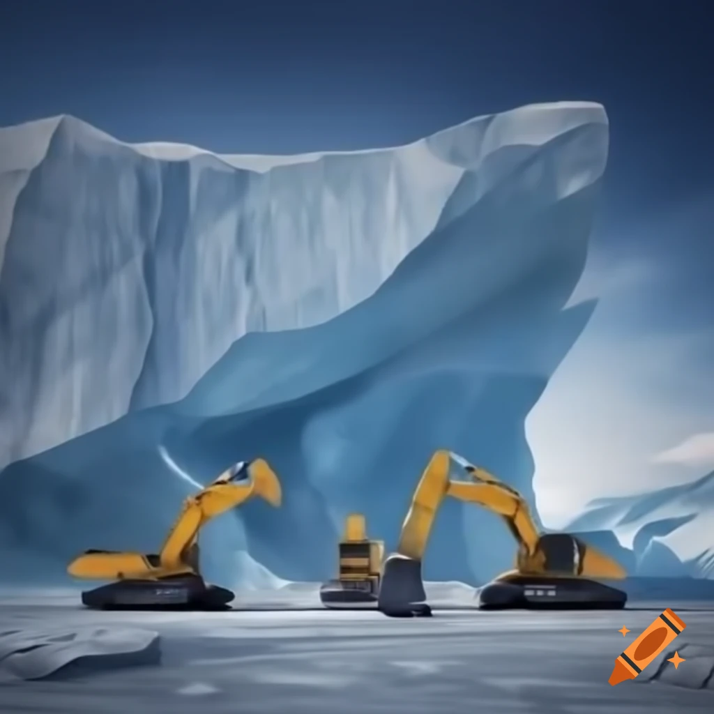 Colossal yellow excavators shaping rock for luxury resort with ...