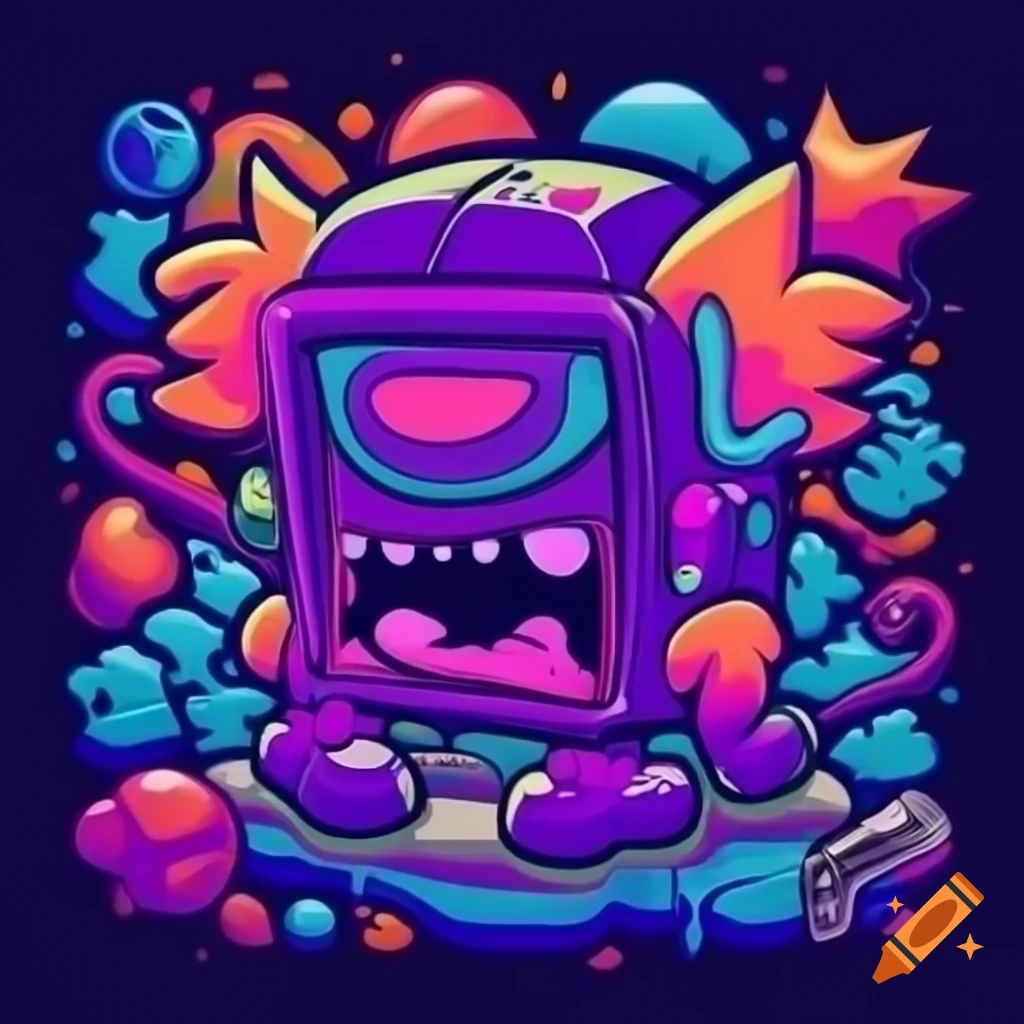 Psychedelic cartoon graffiti art representing a chill dub logo on Craiyon