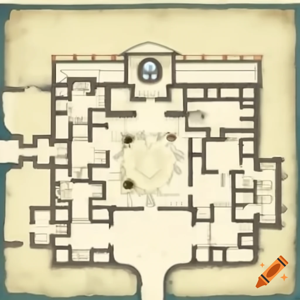 Architect's blueprint of ancient villa layout on Craiyon