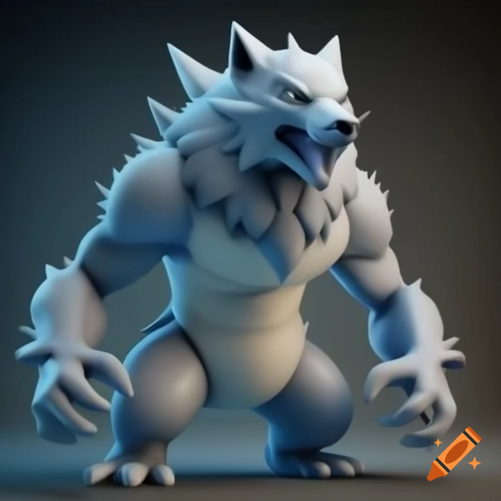 3d rendering of a majestic, colossal wolf-like legendary pokémon on Craiyon