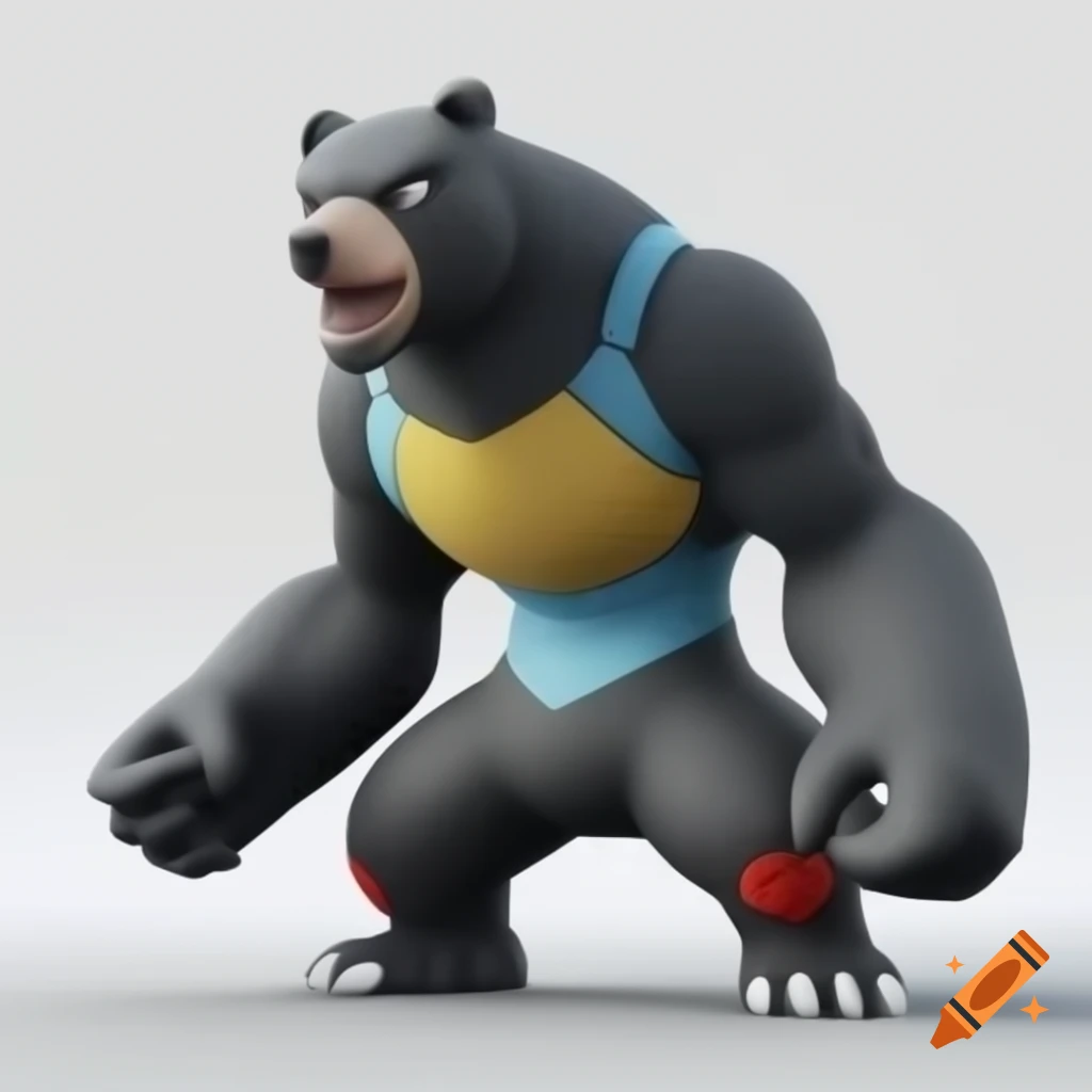 3D rendering of a majestic, colossal bear-like legendary Pokémon on Craiyon