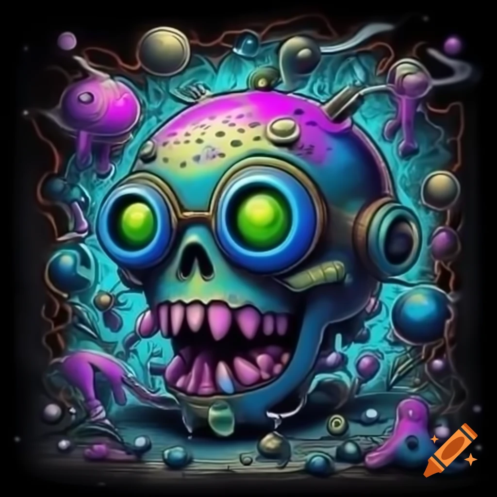 Colorful cartoon graffiti art with trippy designs and Psy Chill Dub ...