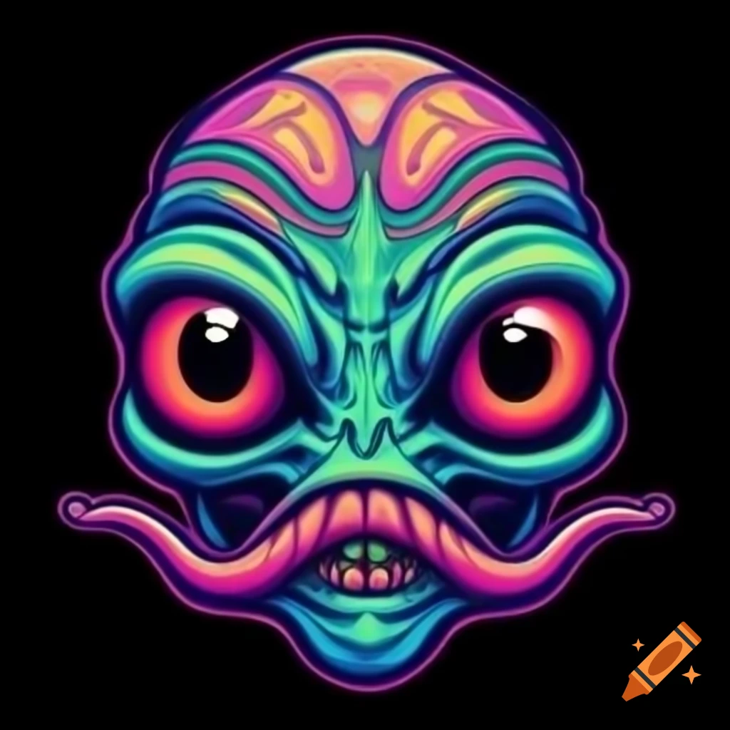 Cartoon-style graffiti art featuring detailed aliens with psychedelic ...