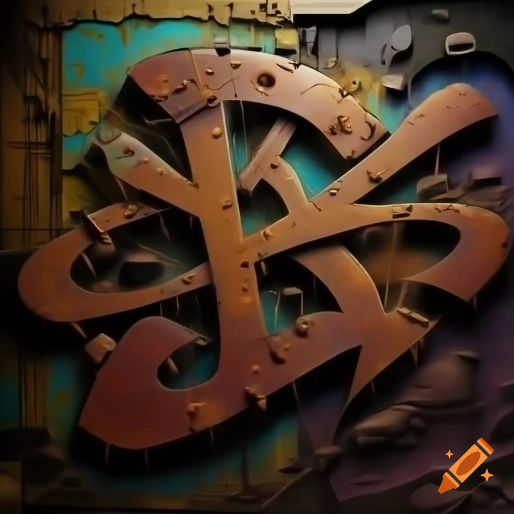 Cartoon-style rusty graffiti art with psychedelic chill logo on Craiyon