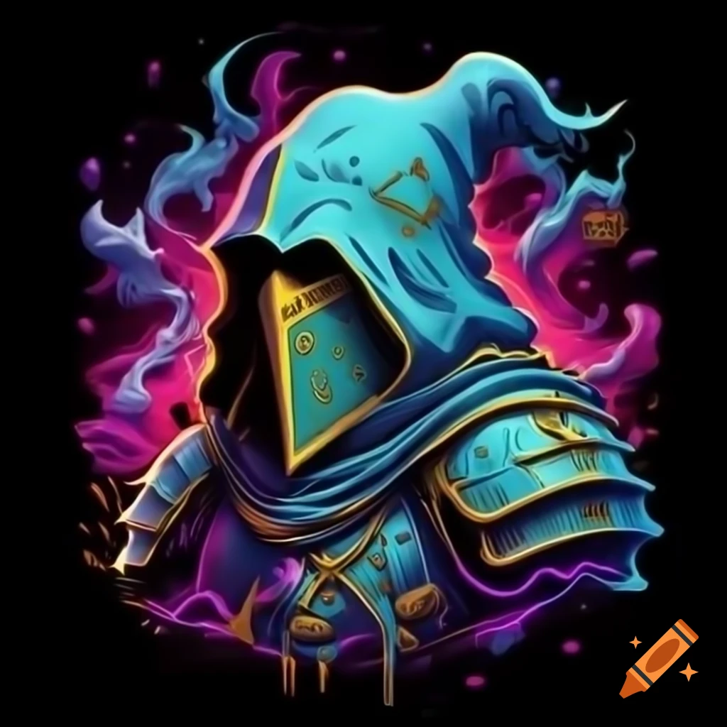 Detailed fantasy knight graffiti art with cartoonish style and ...