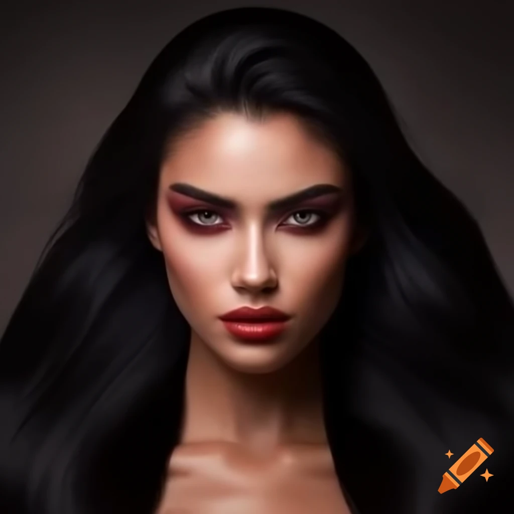 Confident woman with dark hair and sharp features showcasing high-end ...
