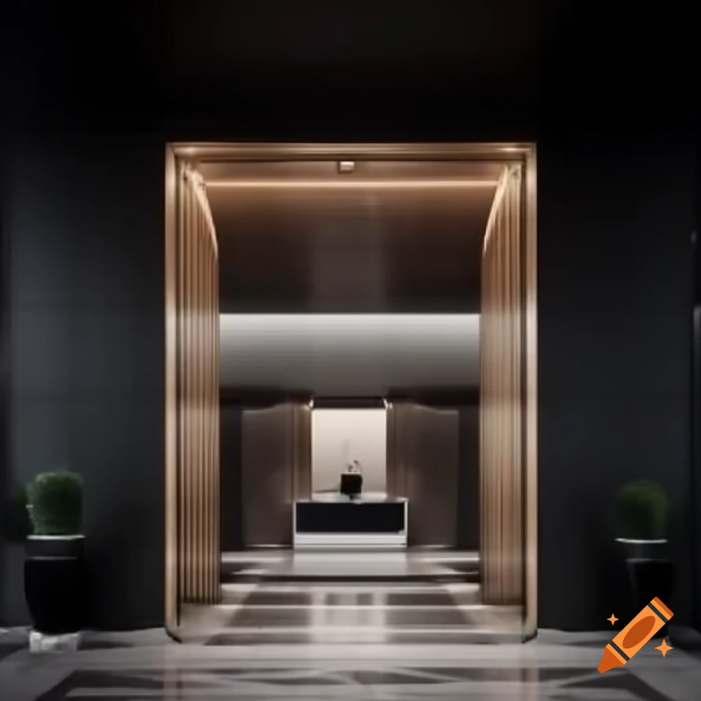 VIP entrance with double height lobby and premium reception design on ...