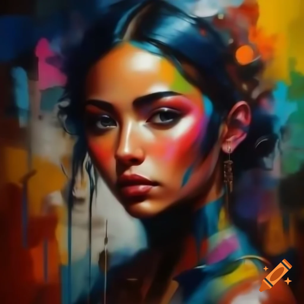 Artist's palette transforming into digital brush stroke with abstract ...