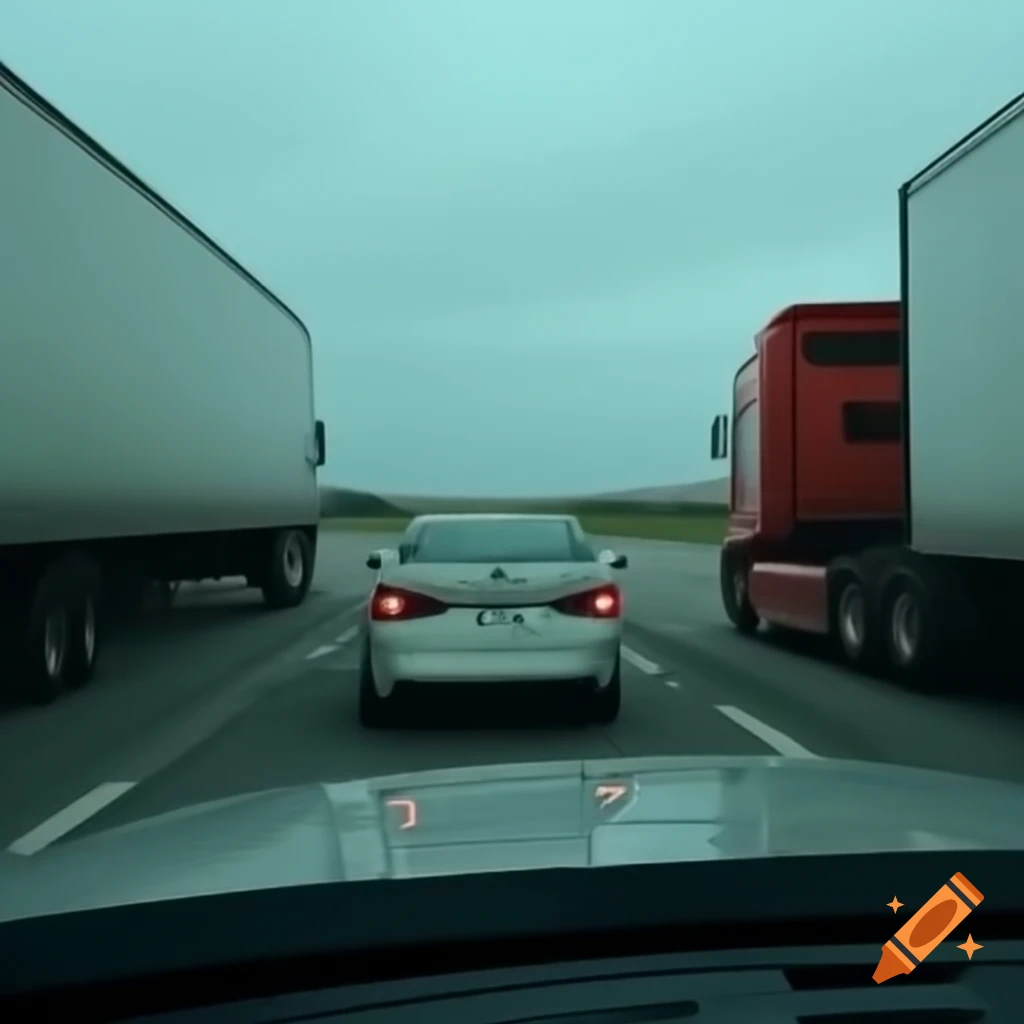 Bournelli's principle illustrated by car passing semi truck on freeway ...