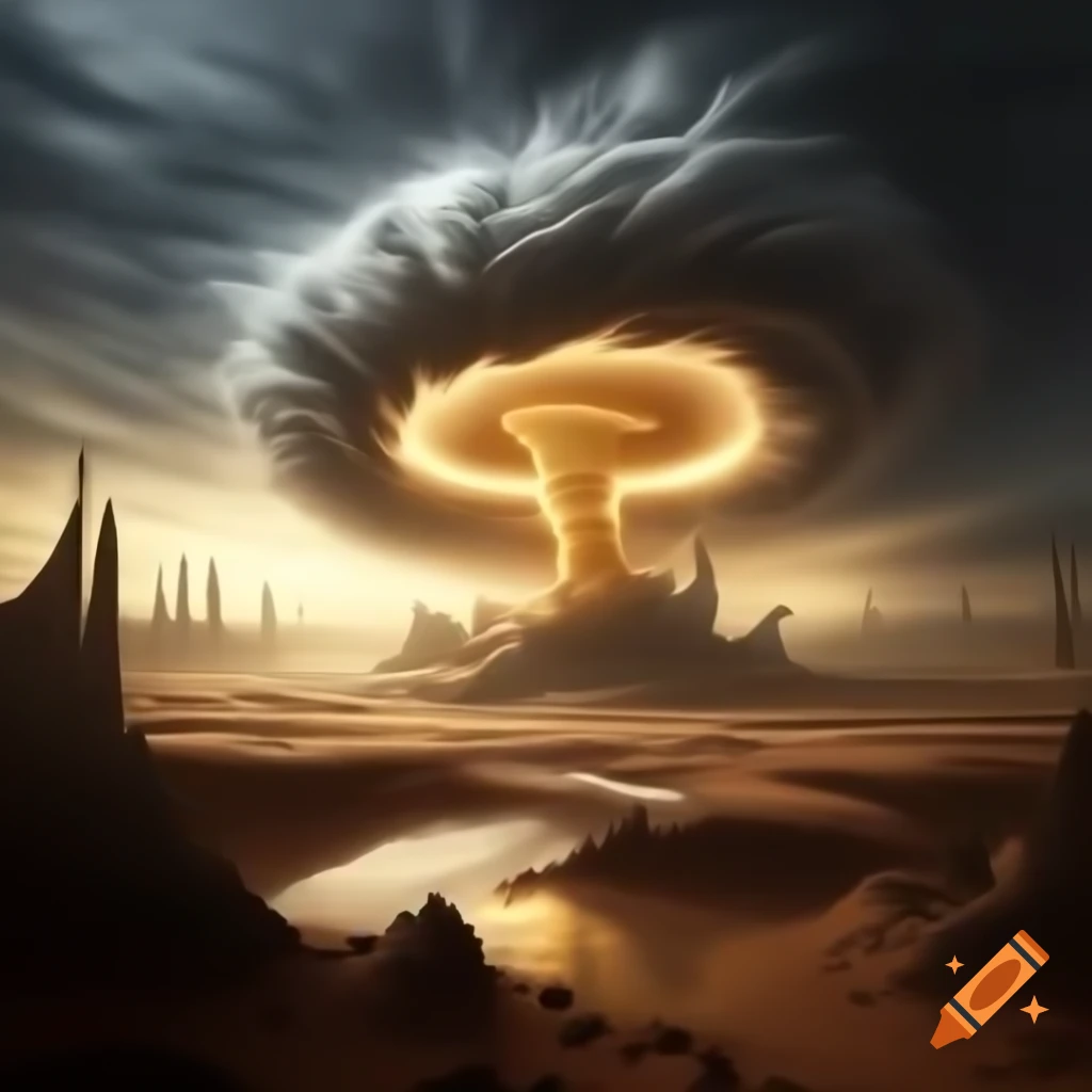 Enchanted golden sand vortex swirling in fantasy RPG universe on Craiyon