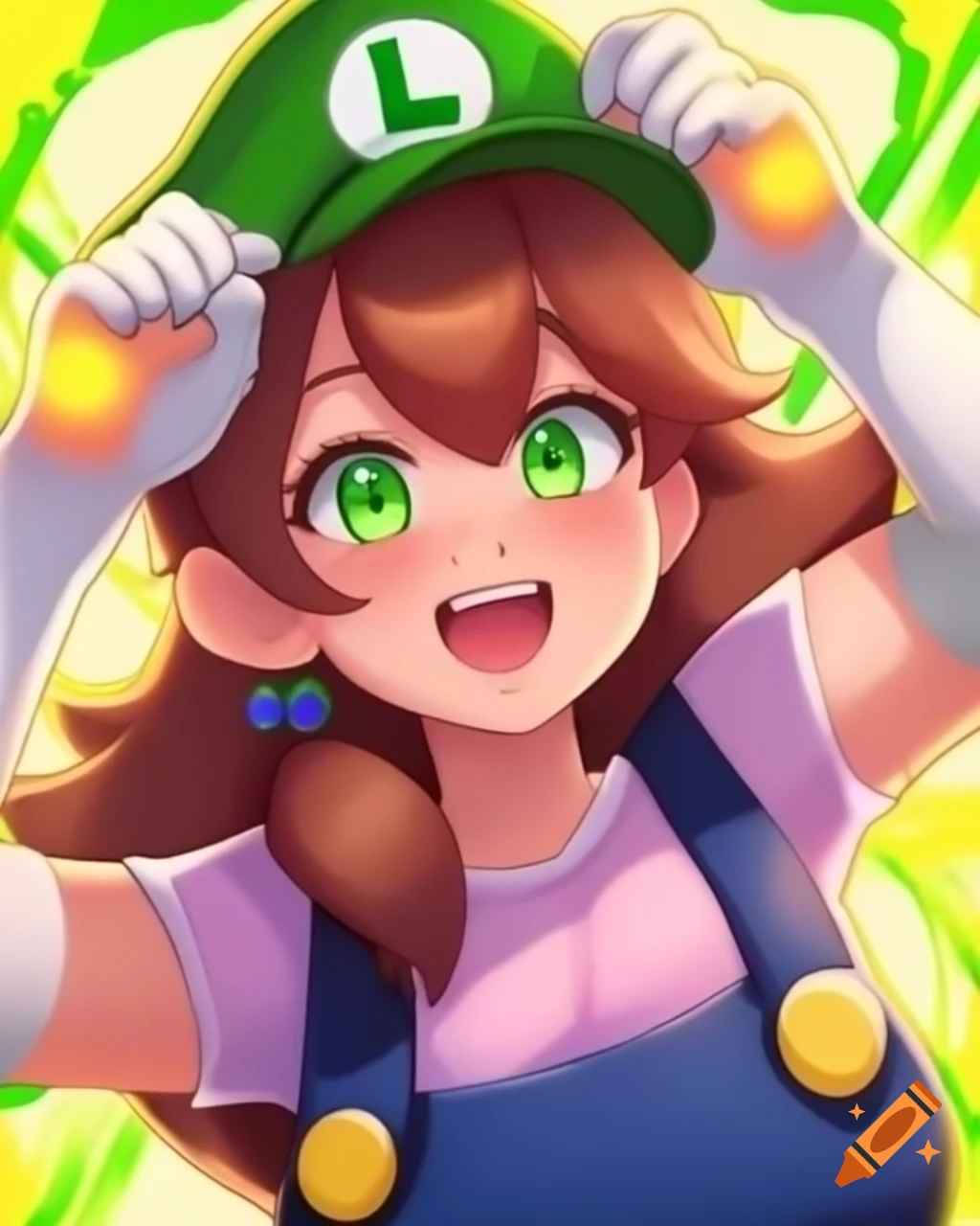 Anime character inspired by Luigi from video games on Craiyon