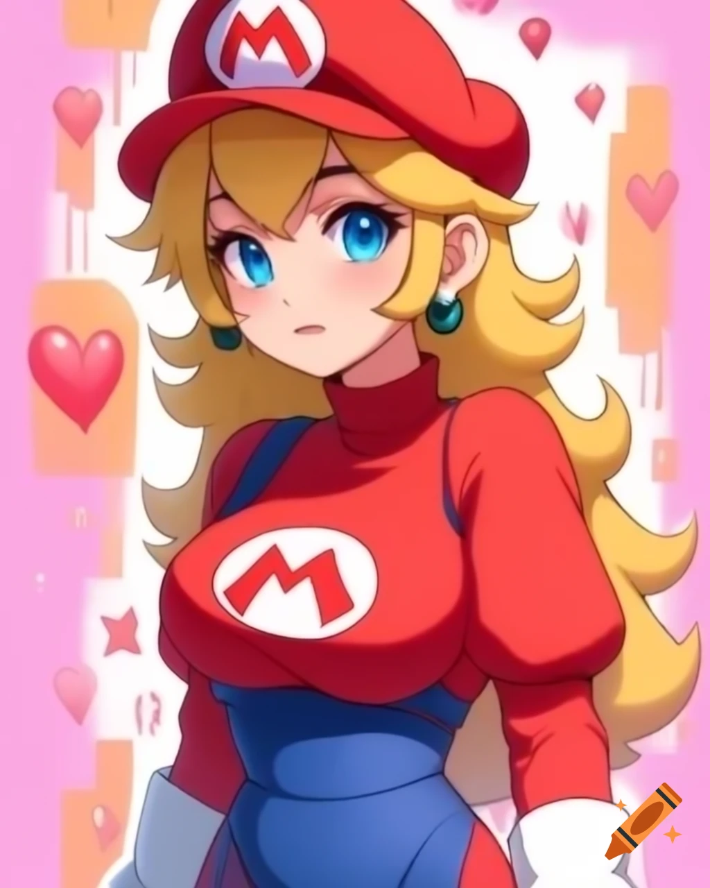 Anime-style female character inspired by mario on Craiyon