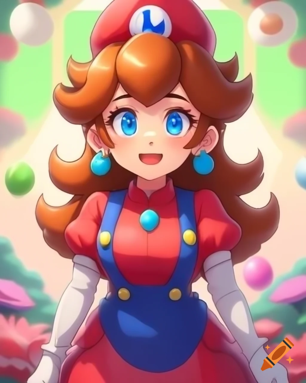 Anime-style female character inspired by Mario on Craiyon