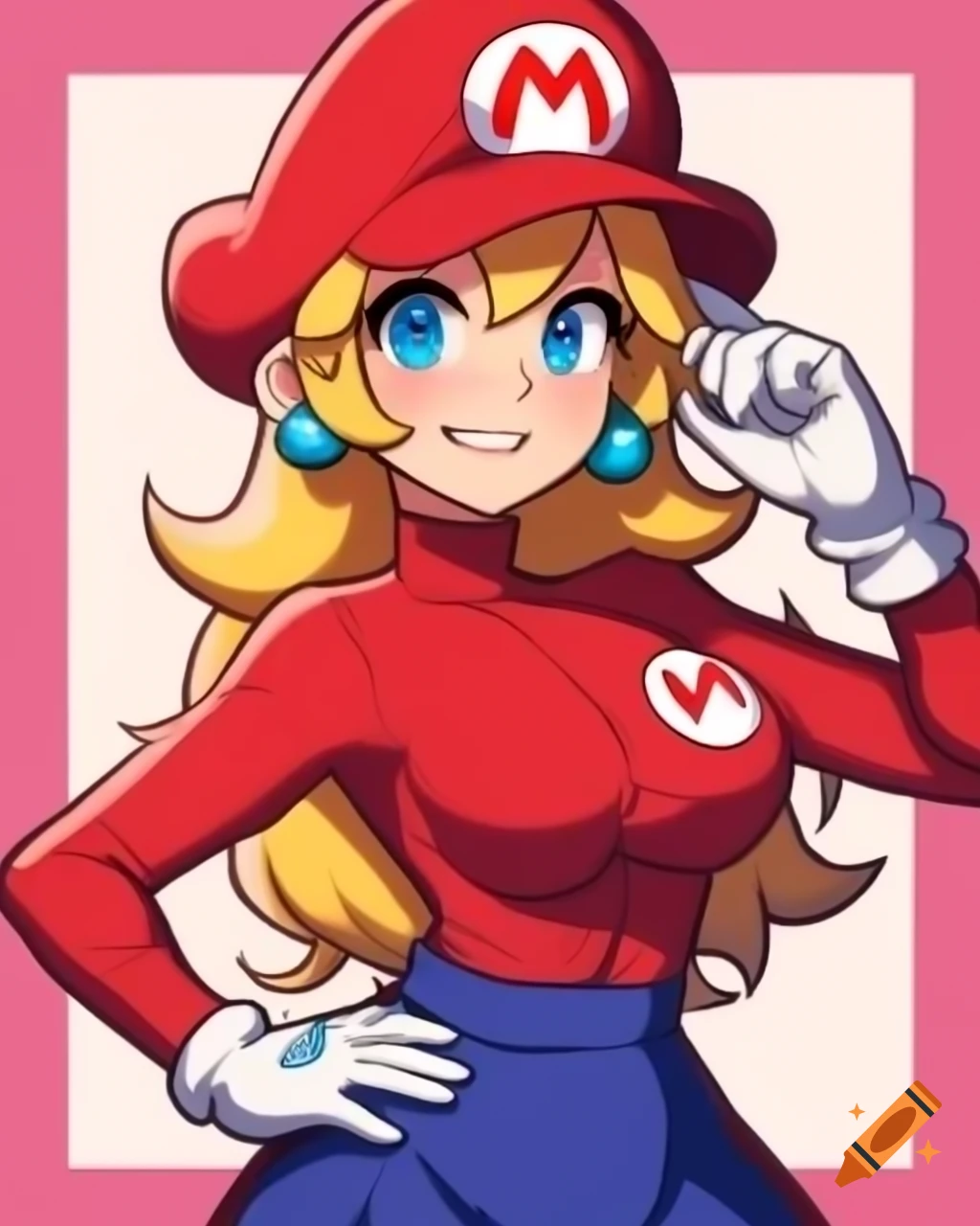 Anime-style female character inspired by mario on Craiyon