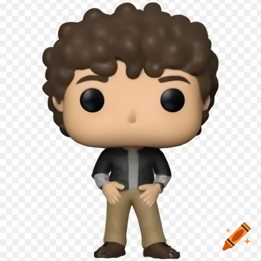 Funko Pop figure of a male character with curly hair on Craiyon