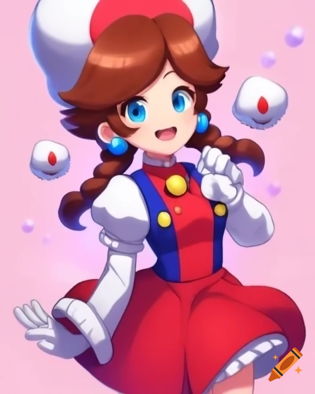 Anime-style female character inspired by Mario on Craiyon