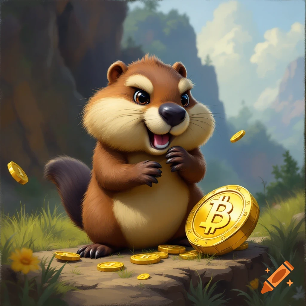 Buc-ee the Beaver promoting a crypto coin on Craiyon