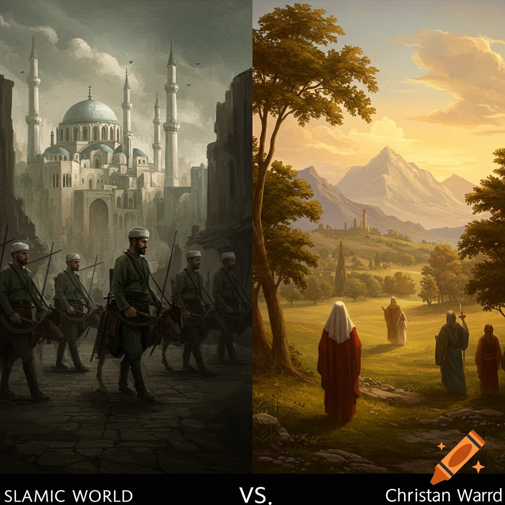 Image comparing Islam and Christianity on Craiyon