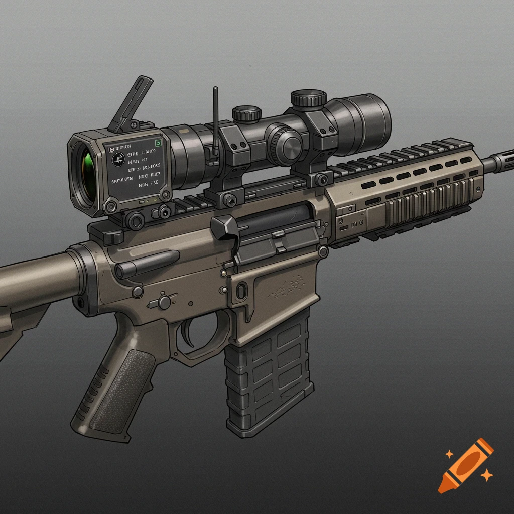 Sig Sauer XM7 rifle with XM157 smart scope on Craiyon