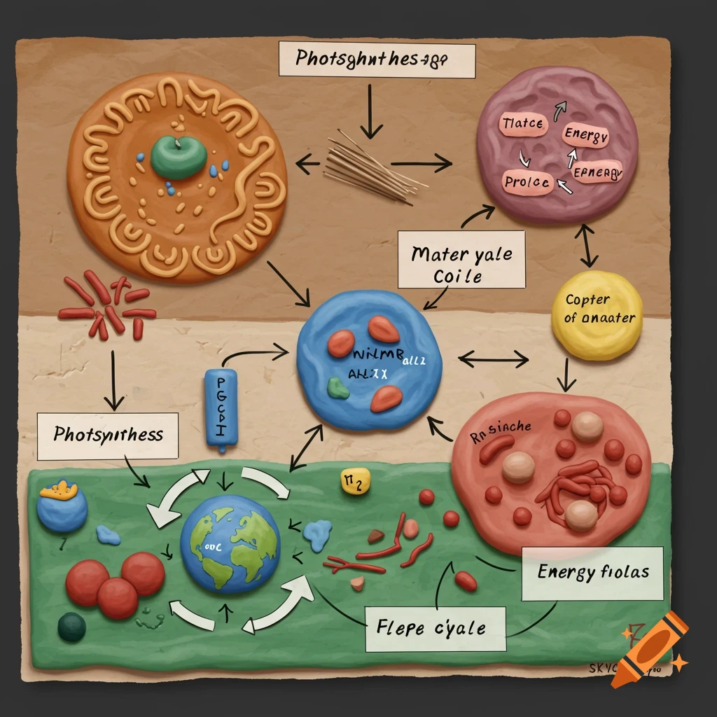 3D model of photosynthesis, matter cycling, and energy flow on Craiyon