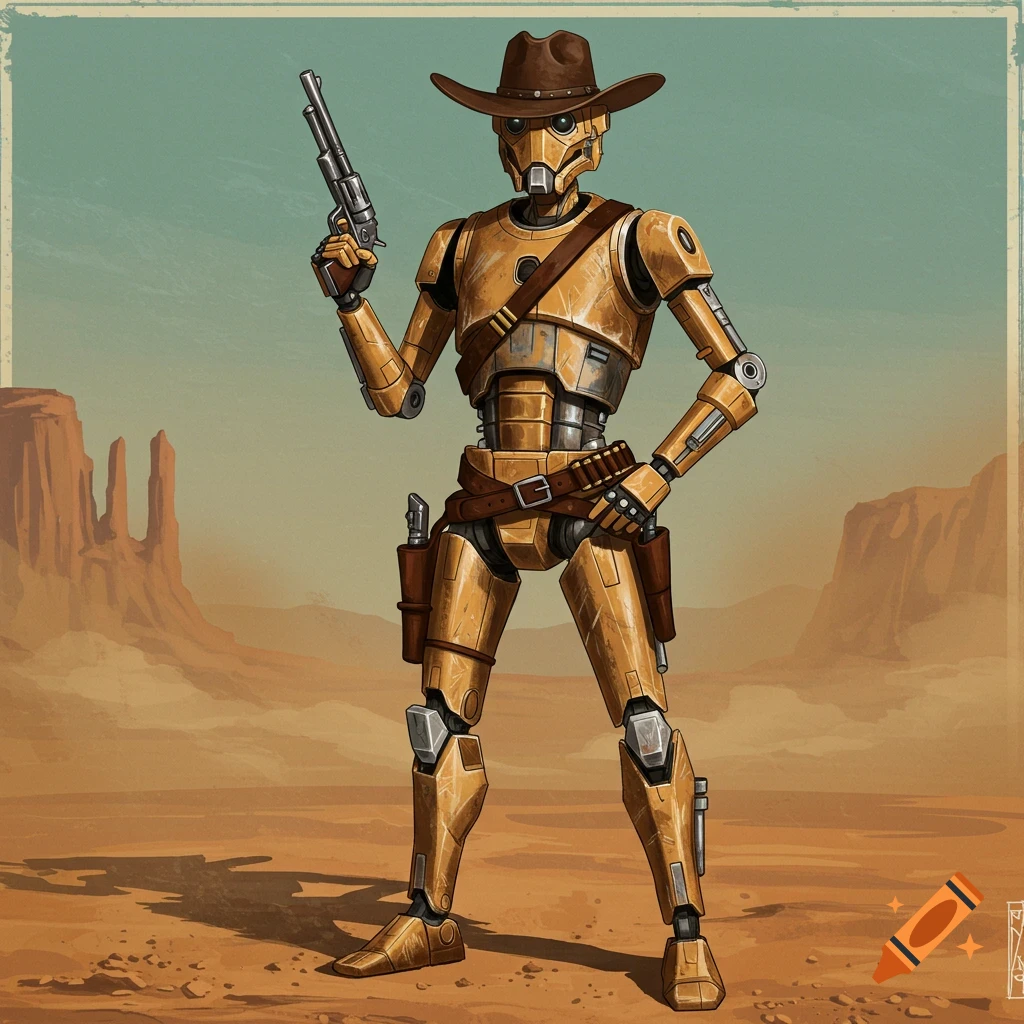 BX-series Droid Commando as a cowboy on Craiyon