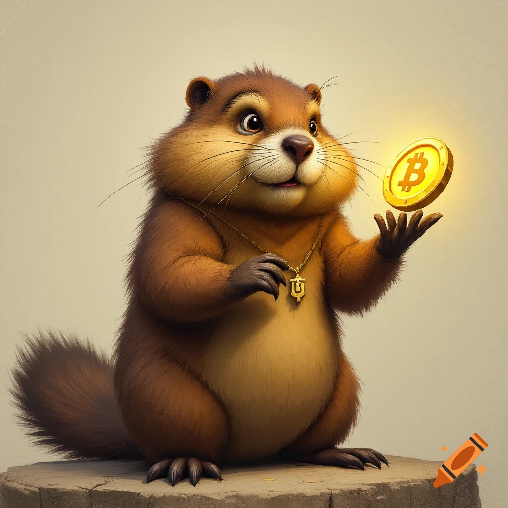 Buc-ee the Beaver promoting a crypto coin on Craiyon