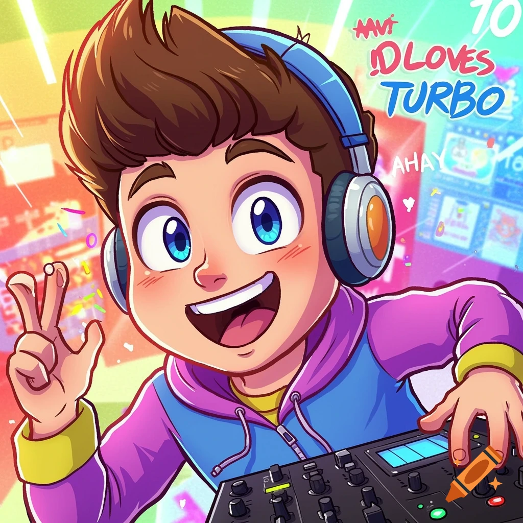 Drawing of YouTuber Turbo by a 10-year-old boy on Craiyon