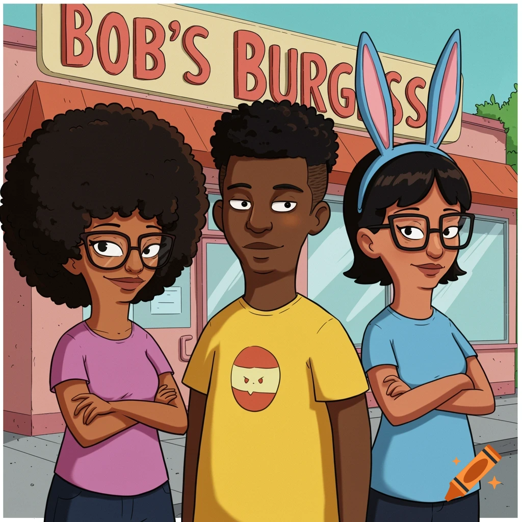 Bob's Burgers characters Tina, Eugene, and Louise as African-American ...