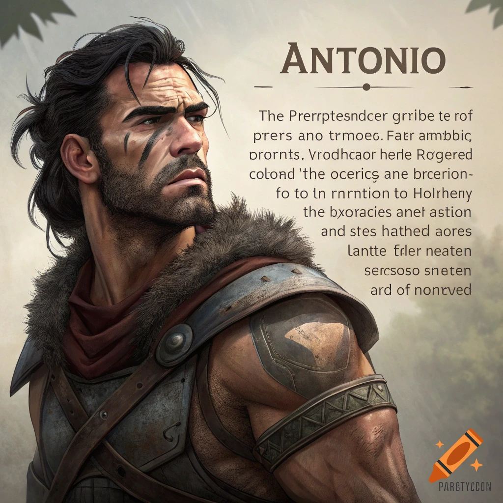 Antonio: modern-day warrior, protector on Craiyon