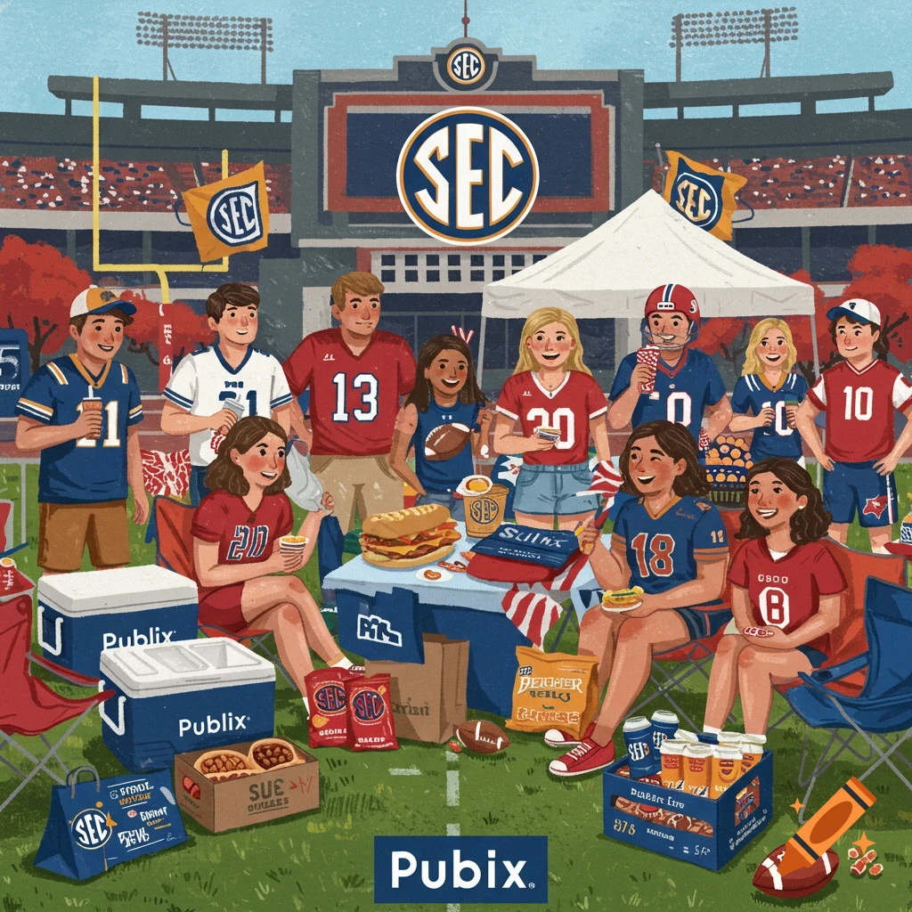 Publix promotion with SEC football tailgating on Craiyon