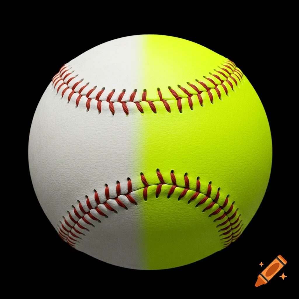 White baseball and neon yellow softball mashup on Craiyon