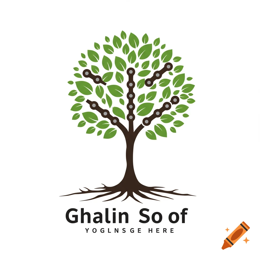 Chain link tree with roots vector logo on Craiyon