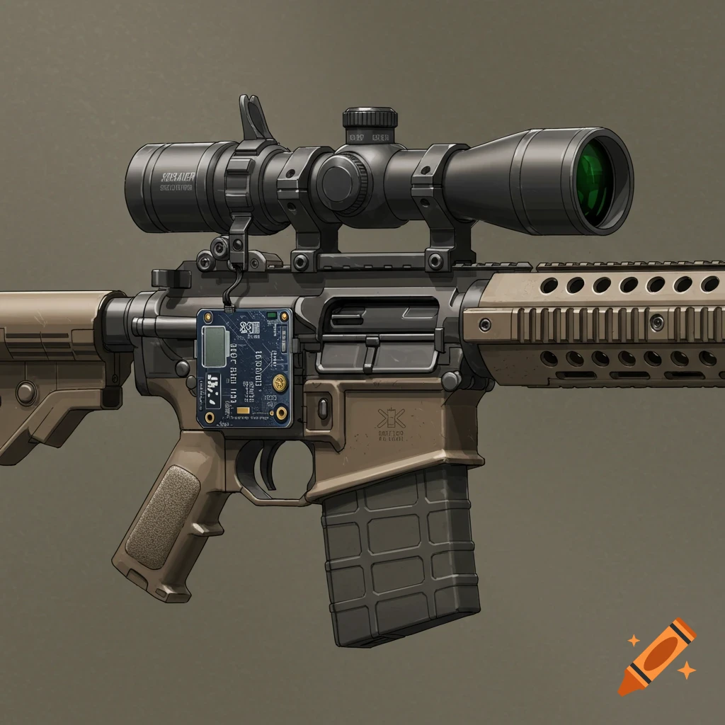 Sig Sauer XM7 rifle with XM157 smart scope and computer module on Craiyon