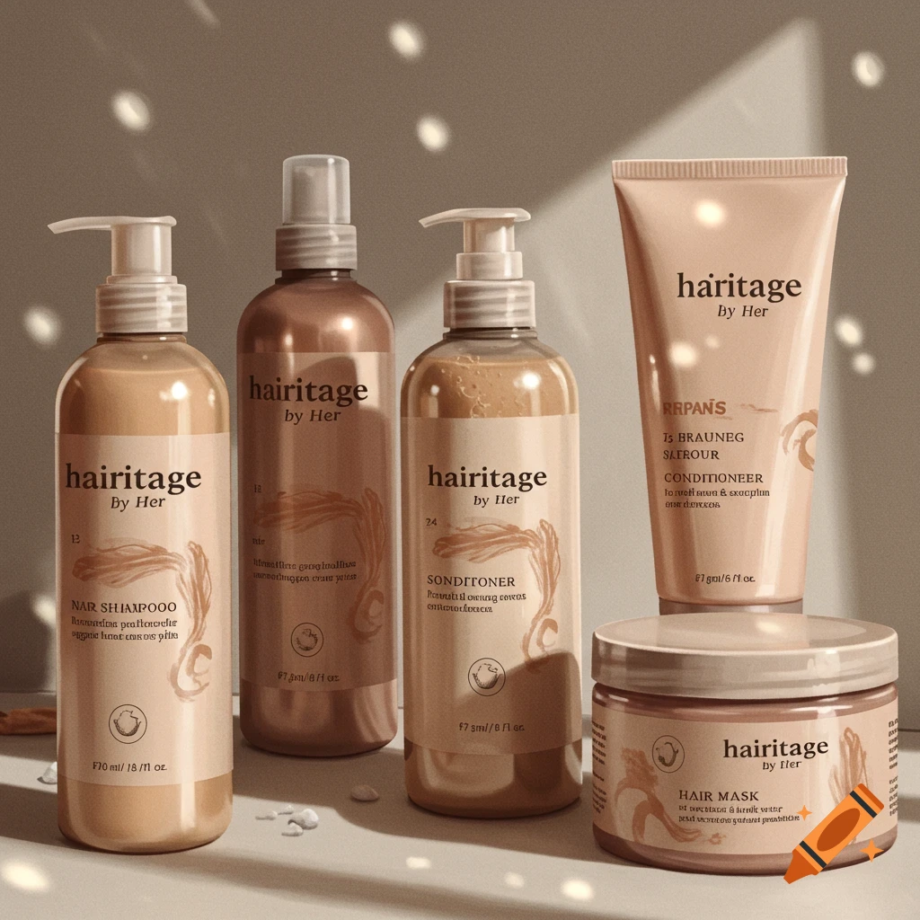 Hairitage by Her hair care products on Craiyon