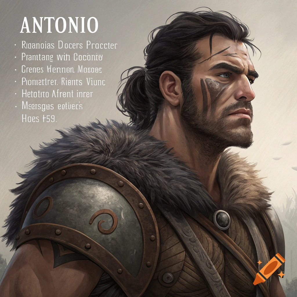 Antonio: modern-day warrior, protector on Craiyon
