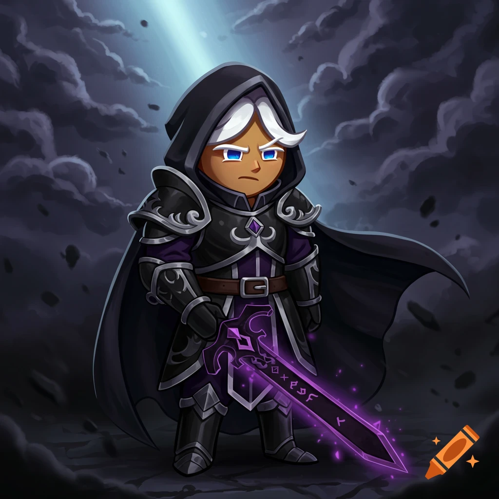 Cookie Run Kingdom OC in dark knight clothing on Craiyon