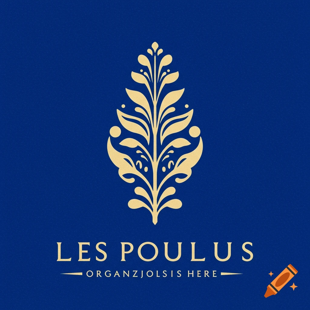 Les Populus brand logo with a unique plant in royal blue on Craiyon