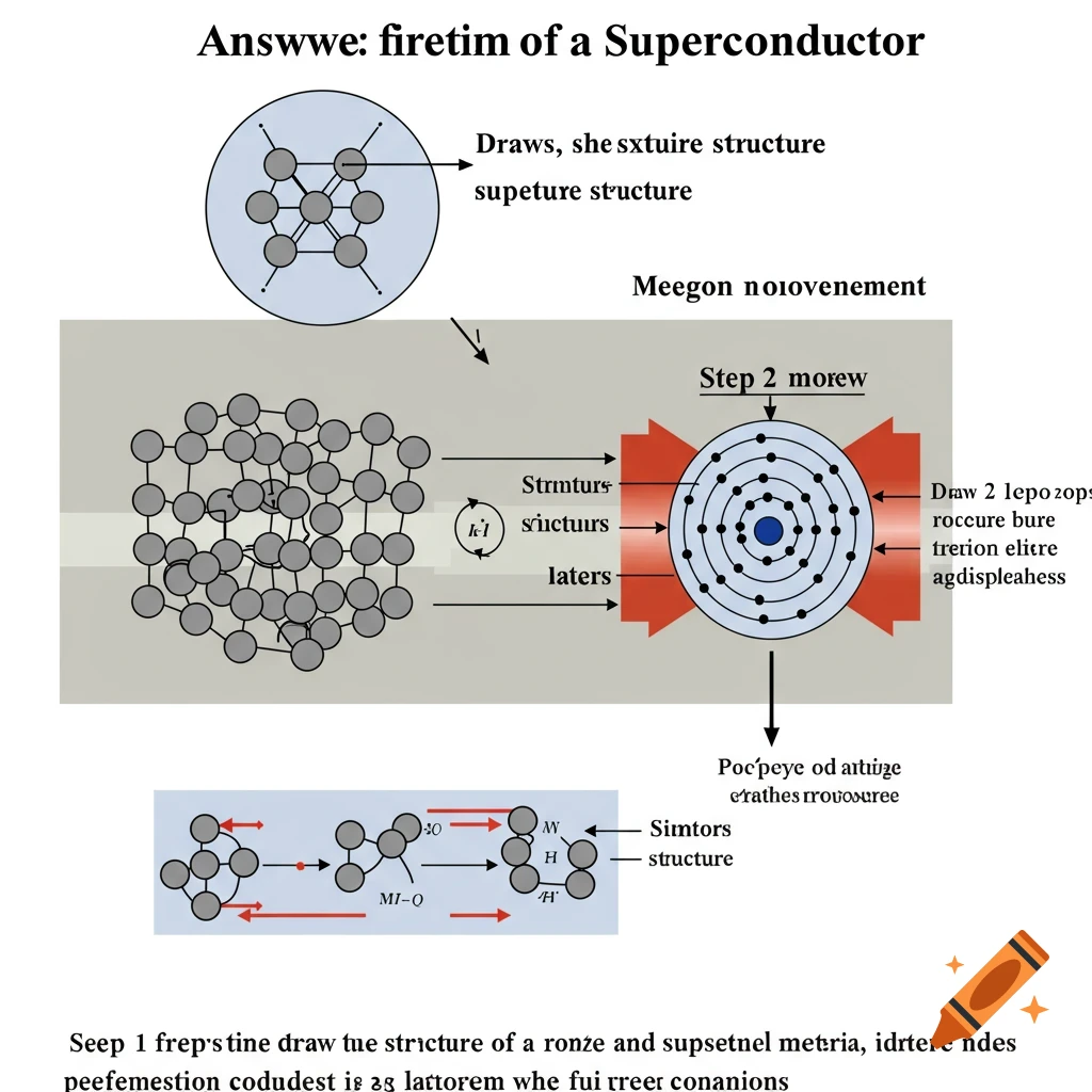Diagram of a superconductor model showing lattice structure and ...