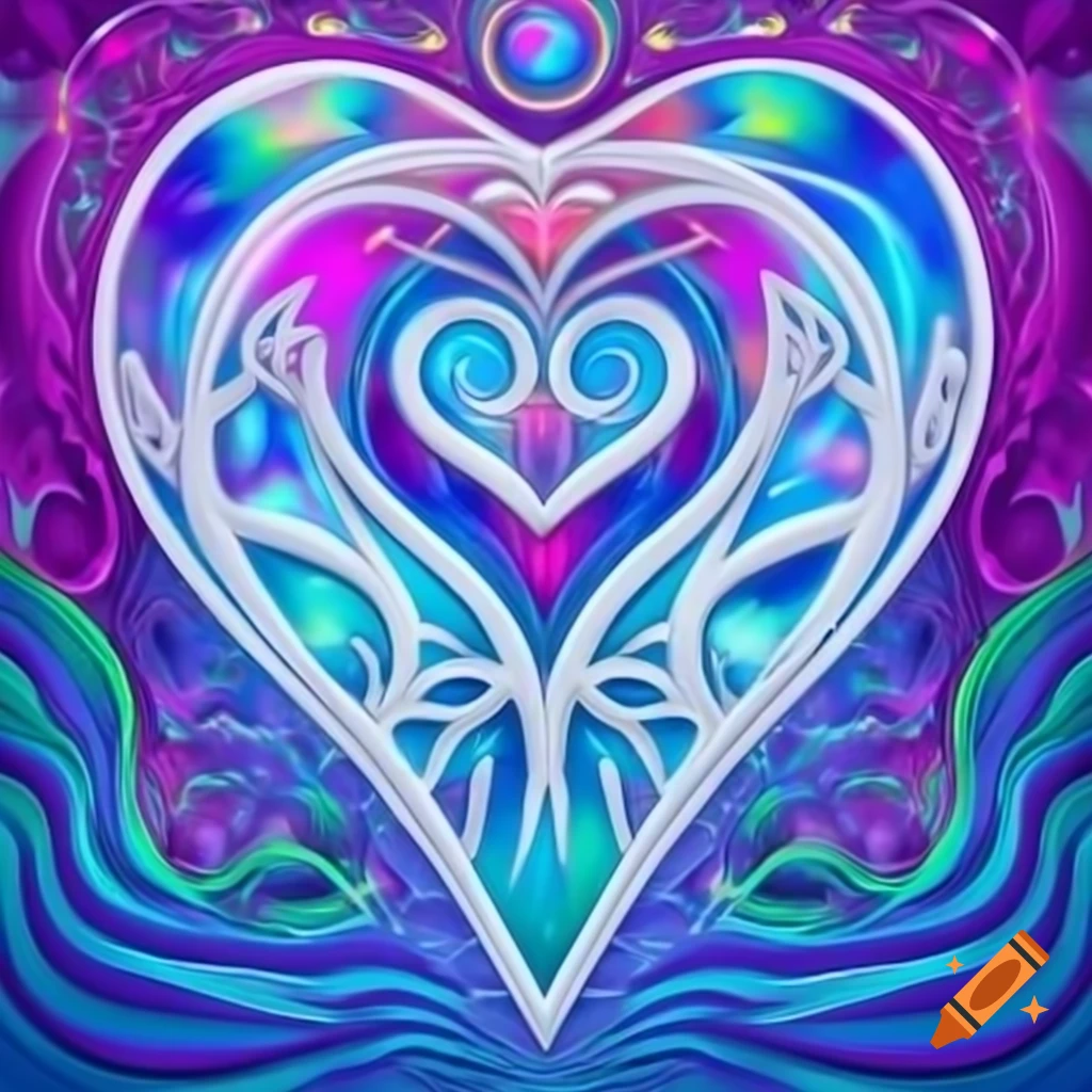 Celtic couple in love with fantasy heart painting in vibrant colors on ...