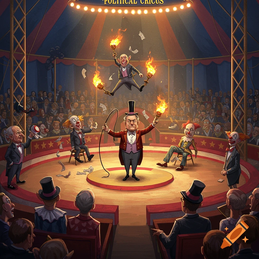 Political circus illustration depicting Congress as a circus on Craiyon