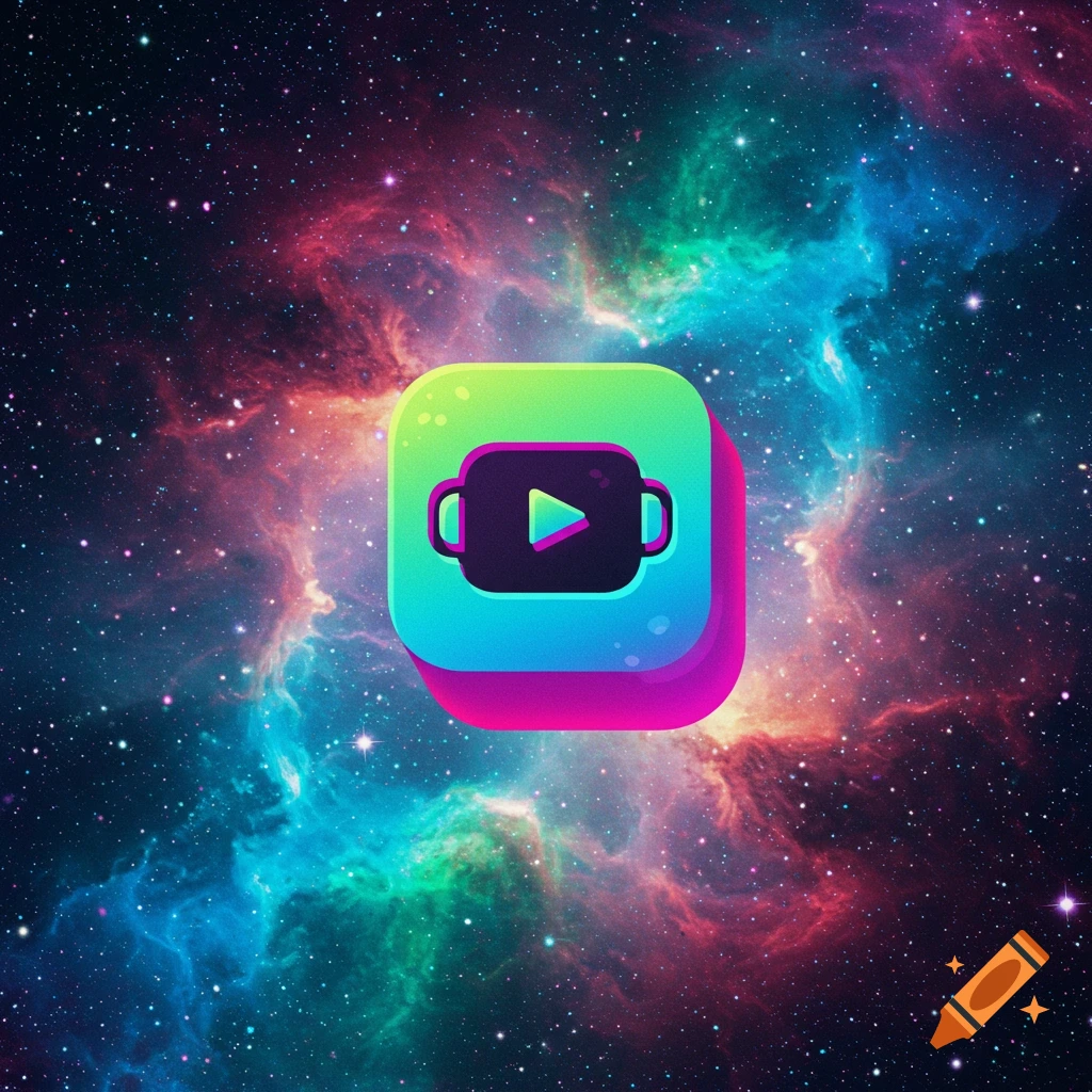 Funky, colorful YouTube icon for TuneScape in space on Craiyon
