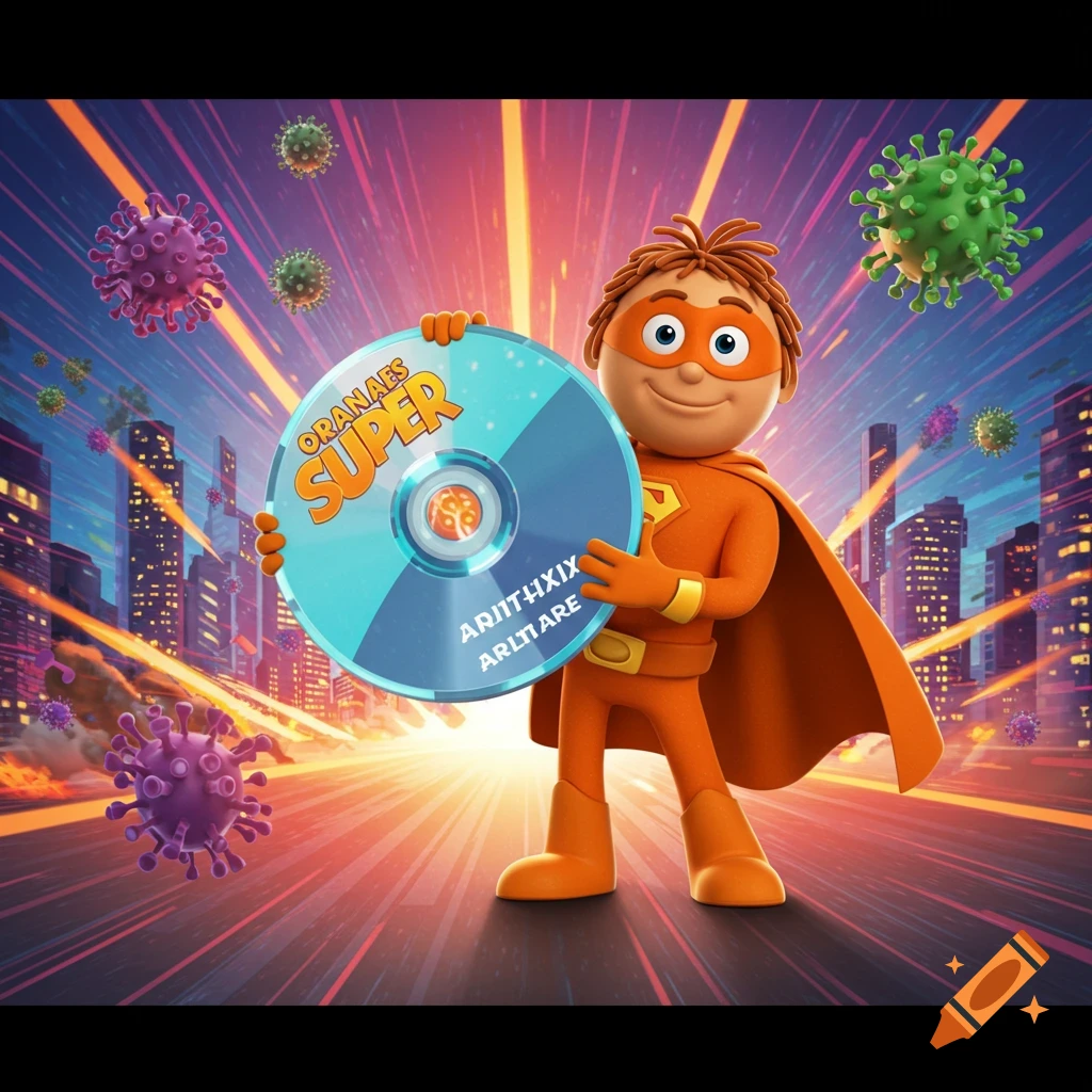 Orange Super Why antivirus product on Craiyon